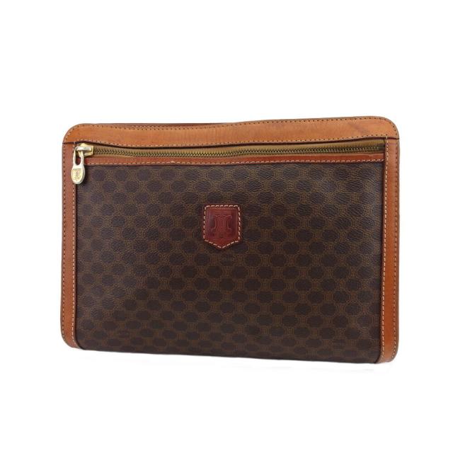 【X'masセール★30%OFF】セリーヌ CELINE クラッチバッグマカダム ブラウン ベージュ レディース 中古