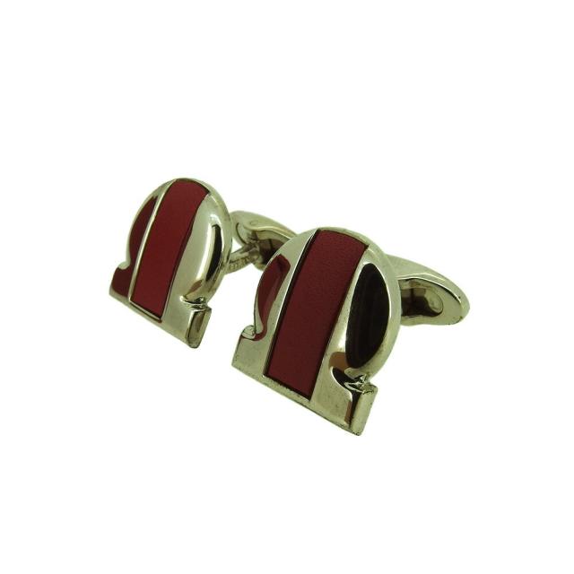 【X'masセール★30%OFF】サルヴァトーレフェラガモ Salvatore Ferragamo カフスガンチーニ スウィヴル式 シルバー レッド レディース 中古