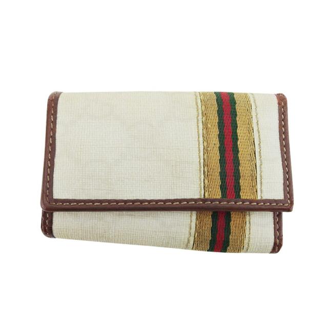 【BIGお買い物ラリー★30%OFFセール中】グッチ GUCCI キーケースGGプラス シェリーライン ホワイト 白 ベージュ ブラウン系 レディース 中古