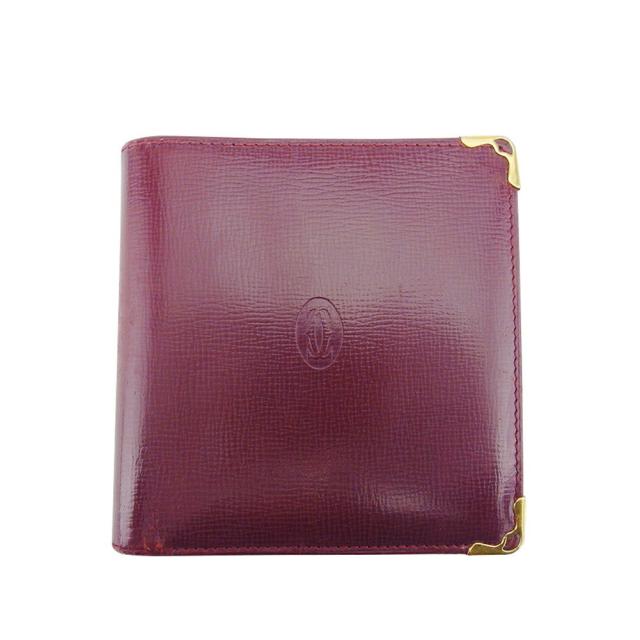 【X'masセール★30%OFF】カルティエ CARTIER 二つ折り財布マストライン ボルドー ゴールド レディース 中古
