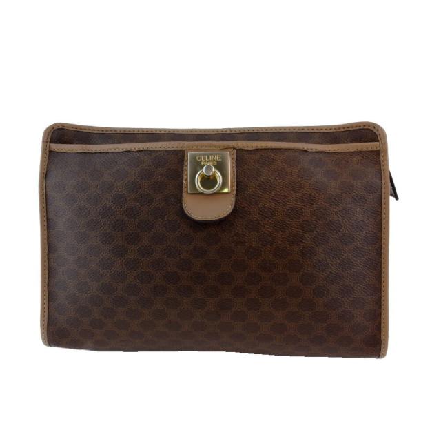 【BIGお買い物ラリー★30%OFFセール中】セリーヌ CELINE クラッチバッグマカダム ブラウン ベージュ レディース 中古