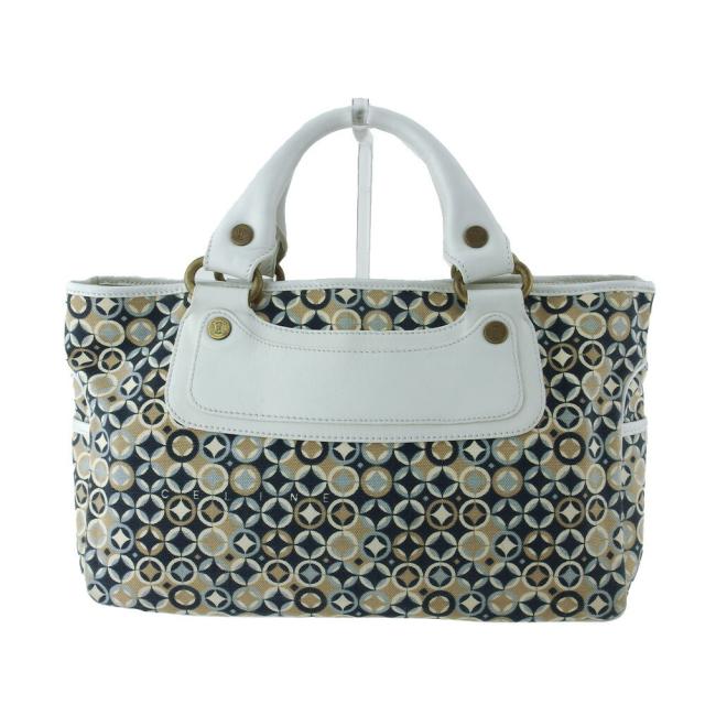 【BIGお買い物ラリー★30%OFFセール中】セリーヌ CELINE トートバッグブギーバッグ ネイビー ベージュ ホワイト 白系 レディース 中古