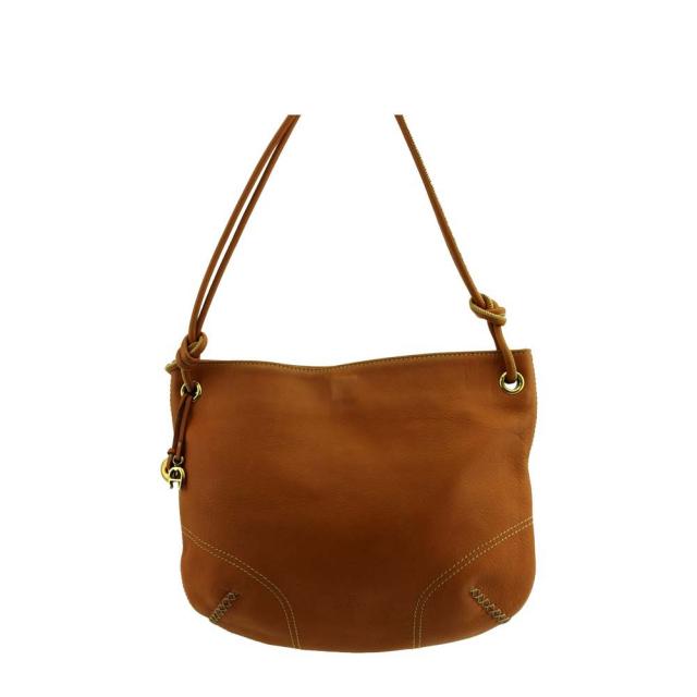 【BIGお買い物ラリー★30%OFFセール中】アイグナー AIGNER ショルダーバッグAマーク ライトブラウン ゴールド レディース 中古