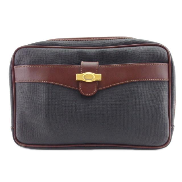 【BIGお買い物ラリー★30%OFFセール中】ダンヒル Dunhill クラッチバッグロゴプレート ブラック ブラウン ゴールド レディース 中古