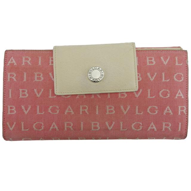【BIGお買い物ラリー★30%OFFセール中】ブルガリ BVLGARI 長財布ロゴマニア レッド ベージュ シルバー レディース 中古
