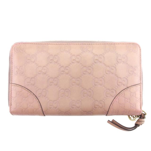 【X'masセール★30%OFF】グッチ GUCCI 長財布グッチシマ ピンク ゴールド レディース 中古