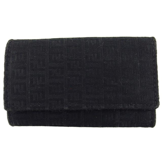 【BIGお買い物ラリー★30%OFFセール中】フェンディ FENDI キーケースズッキーノ ブラック レディース 中古