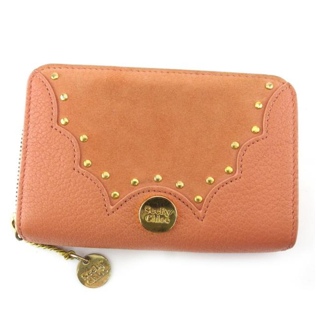 【BIGお買い物ラリー★30%OFFセール中】シーバイクロエ SEE BY CHLOE 長財布NICK ニック ピンク ベージュ ゴールド レディース 中古