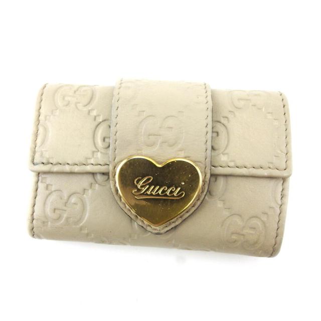 【X'masセール★30%OFF】グッチ GUCCI キーケースグッチシマ ラブリーハート ベージュ ゴールド レディース 中古