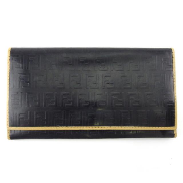 【BIGお買い物ラリー★30%OFFセール中】フェンディ FENDI 長財布ズッキーノ ブラック ベージュ シルバー レディース 中古