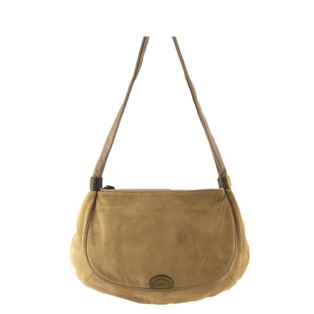 【BIGお買い物ラリー★30%OFFセール中】クロエ Chloe ショルダーバッグロゴプレート ベージュ ゴールド レディース 中古