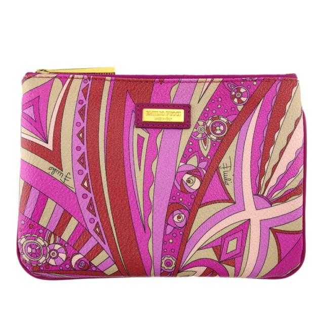 【BIGお買い物ラリー★30%OFFセール中】エミリオプッチ Emilio Pucci ポーチプッチ（柄） ピンク レッド ベージュ レディース 中古