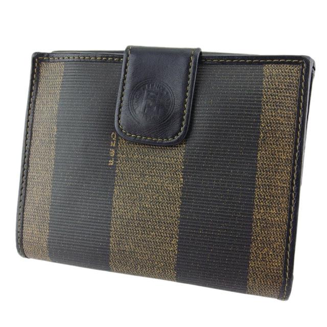 【X'masセール★30%OFF】フェンディ FENDI 二つ折り財布ペカン ブラック ベージュ レディース 中古