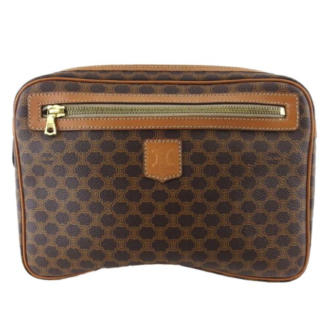 【BIGお買い物ラリー★30%OFFセール中】セリーヌ CELINE クラッチバッグマカダム ブラウン ベージュ ゴールド レディース 中古