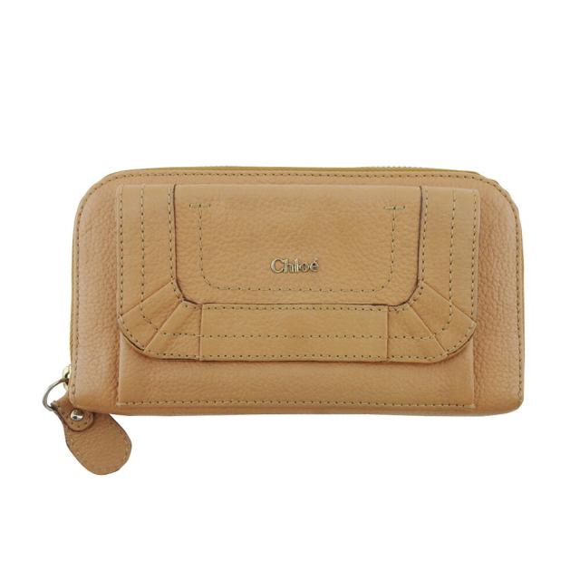【BIGお買い物ラリー★30%OFFセール中】クロエ Chloe 長財布パラティ ベージュ ゴールド シルバー レディース 中古