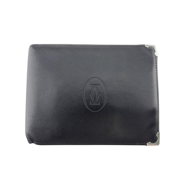 【BIGお買い物ラリー★30%OFFセール中】カルティエ CARTIER 札入れカボション ブラック ボルドー シルバー レディース 中古