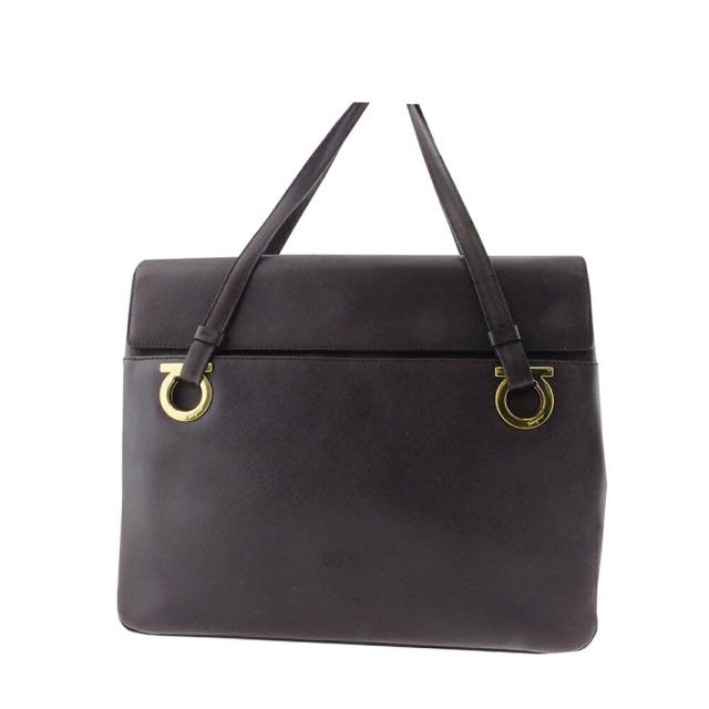 【BIGお買い物ラリー★30%OFFセール中】サルヴァトーレフェラガモ Salvatore Ferragamo トートバッグガンチーニ ブラウン ゴールド レディース 中古