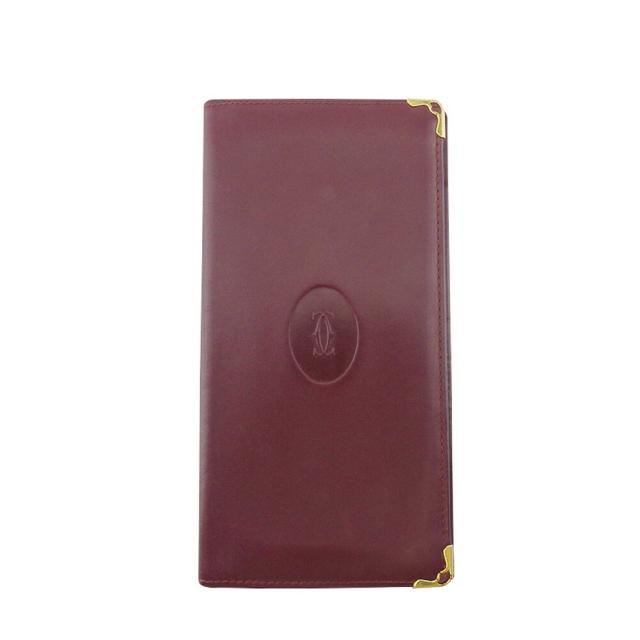 【X'masセール★30%OFF】カルティエ CARTIER 札入れマストライン ボルドー ゴールド レディース 中古