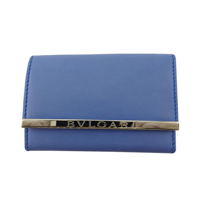 【X'masセール★30%OFF】ブルガリ BVLGARI キーケースロゴプレート ブルー ゴールド レディース 中古