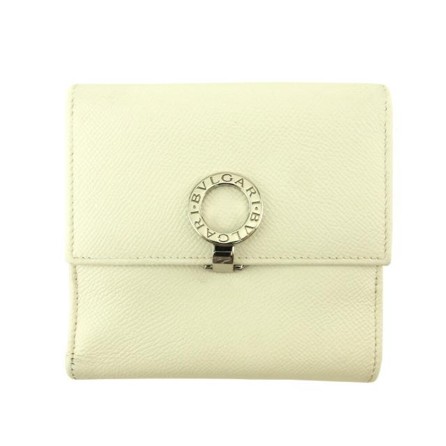 【BIGお買い物ラリー★30%OFFセール中】ブルガリ BVLGARI 二つ折り財布ブルガリブルガリ ロゴクリップ ホワイト 白 シルバー レディース 中古