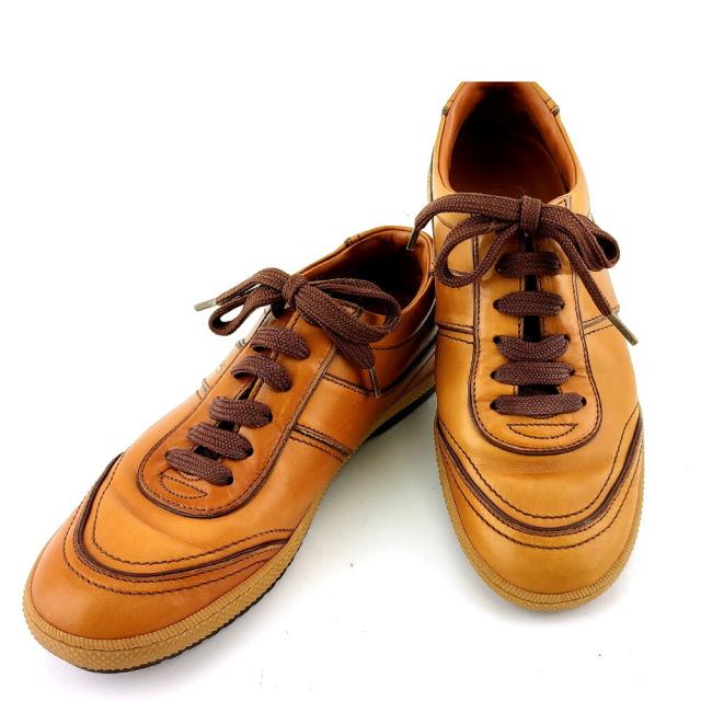 【BIGお買い物ラリー★30%OFFセール中】ルイ・ヴィトン LOUIS VUITTON スニーカーロゴ ♯34 ローカット ライトブラウン ブラウン レディース 中古