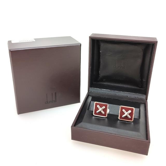 【BIGお買い物ラリー★30%OFFセール中】ダンヒル Dunhill カフスクロス Xマーク スウィヴル式 シルバー ボルドー レディース 中古
