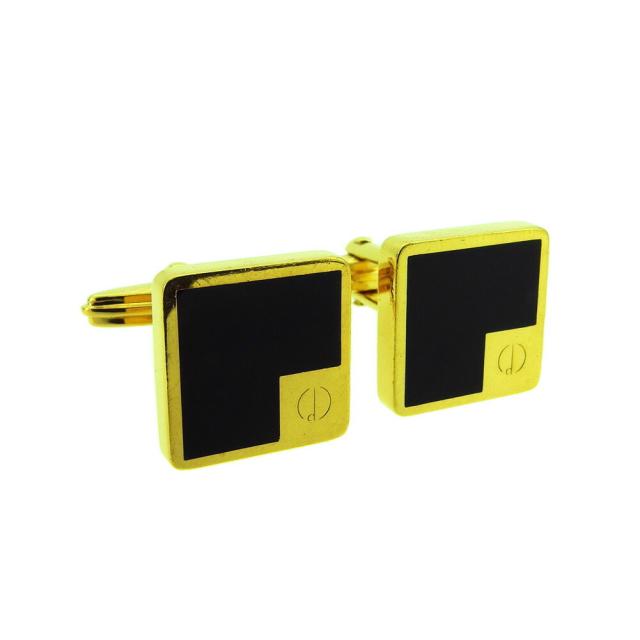 【X'masセール★30%OFF】ダンヒル Dunhill カフスdマーク スクエア スウィヴル式 ゴールド ブラック レディース 中古