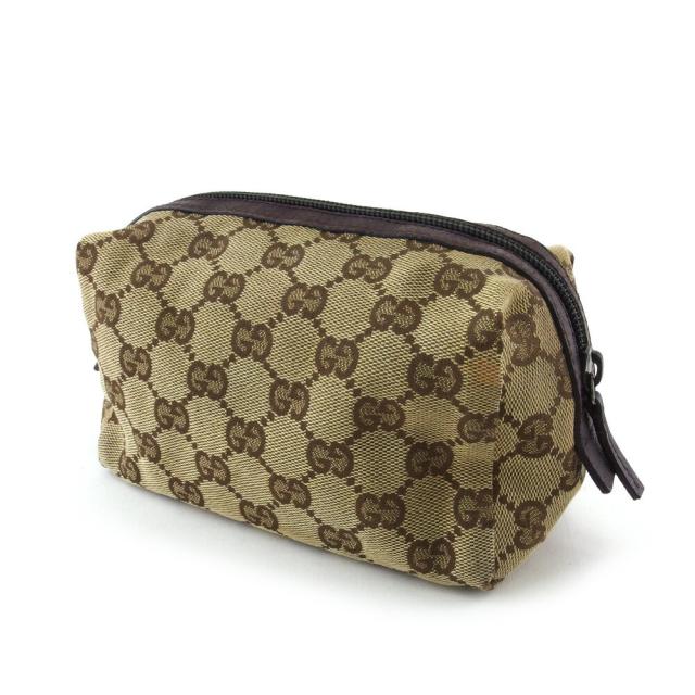 【X'masセール★30%OFF】グッチ GUCCI ポーチGGキャンバス ベージュ ブラウン レディース 中古