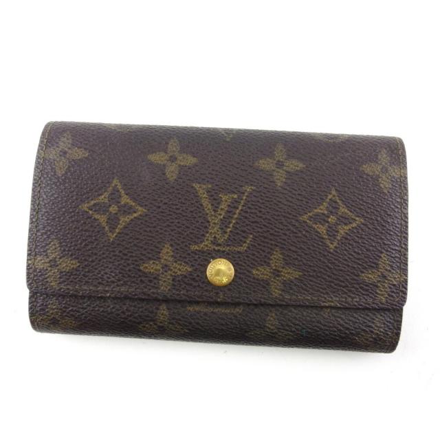 【X'masセール★30%OFF】ルイ・ヴィトン LOUIS VUITTON 二つ折り財布モノグラム ポルトモネジップ ブラウン ベージュ ゴールド レディース 中古