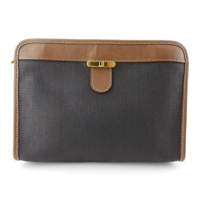【BIGお買い物ラリー★30%OFFセール中】ダンヒル Dunhill クラッチバッグヘリンボーン ブラック グレー 灰色 ブラウン レディース 中古