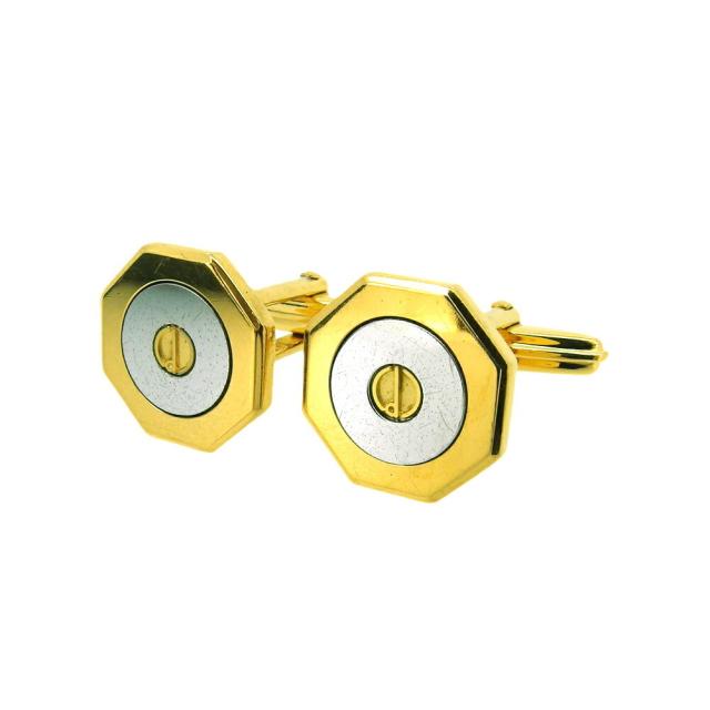 【X'masセール★30%OFF】ダンヒル Dunhill カフスdマーク 八角形 スウィヴル式 ゴールド シルバー レディース 中古