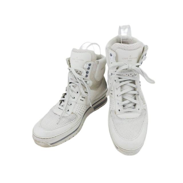 【BIGお買い物ラリー★30%OFFセール中】ルイ・ヴィトン LOUIS VUITTON スニーカーハーレムライン ♯6 限定品 レースアップ ハイカット ホワイト 白 グレー 灰色 レディース 中古