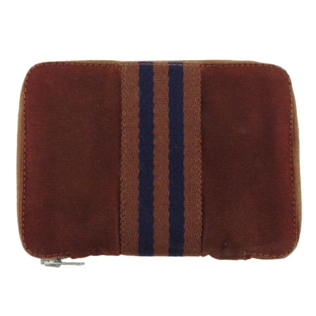 【BIGお買い物ラリー★30%OFFセール中】エルメス HERMES 二つ折り財布フールトゥ パースPM ブラウン ネイビー シルバー レディース 中古