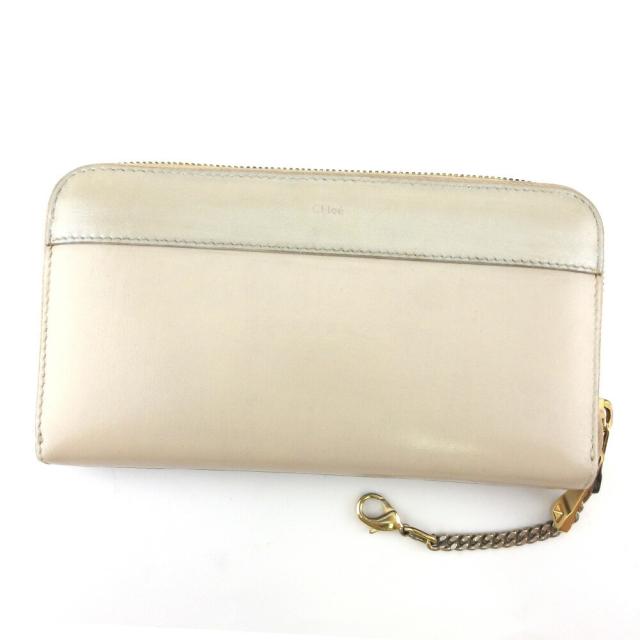【BIGお買い物ラリー★30%OFFセール中】クロエ Chloe 長財布ベイリー ベージュ ゴールド ピンク レディース 中古