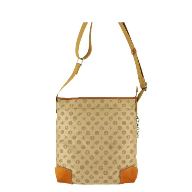 【BIGお買い物ラリー★30%OFFセール中】ハンティングワールド HUNTING WORLD ショルダーバッグ総柄 エレファントチャーム付き ベージュ シルバー レディース 中古