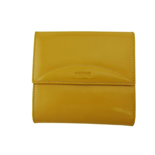 【BIGお買い物ラリー★30%OFFセール中】ロエベ LOEWE 二つ折り財布ロゴ イエロー レディース 中古