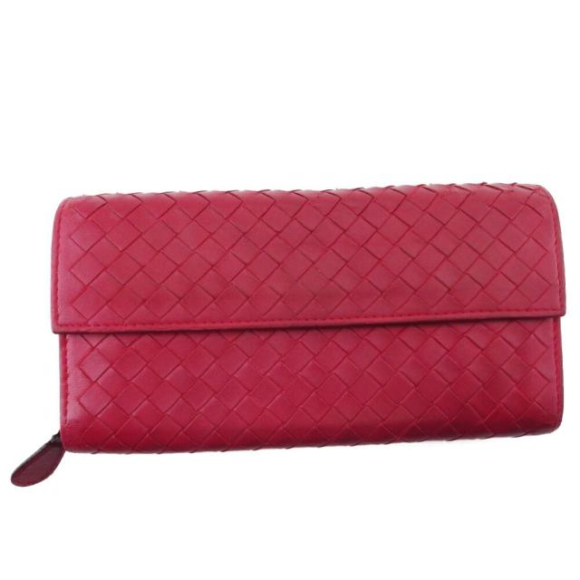 【X'masセール★30%OFF】ボッテガヴェネタ BOTTEGAVENETA 長財布イントレチャート ピンク ゴールド レディース 中古