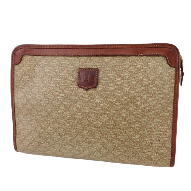 【BIGお買い物ラリー★30%OFFセール中】セリーヌ CELINE クラッチバッグマカダム ベージュ ブラウン レディース 中古