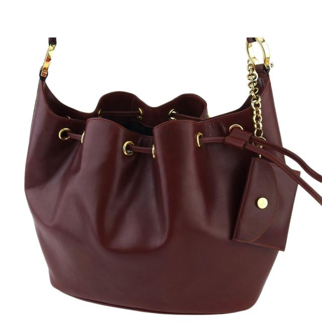 【X'masセール★30%OFF】サルヴァトーレフェラガモ Salvatore Ferragamo ショルダーバッグガンチーニ ボルドー ゴールド レディース 中古