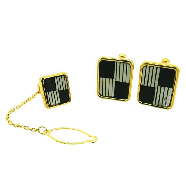 【BIGお買い物ラリー★30%OFFセール中】カフス2アイテムセット スクエア シルバー ブラック ゴールド レディース 中古