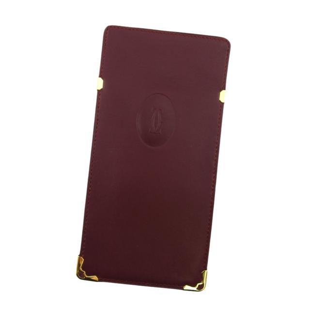 【X'masセール★30%OFF】カルティエ CARTIER メガネケースマストライン ボルドー ゴールド レディース 中古