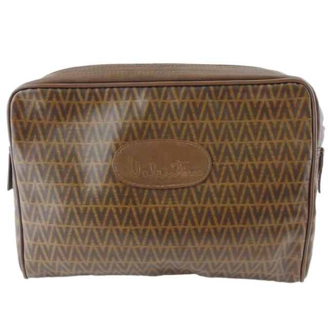 【BIGお買い物ラリー★30%OFFセール中】マリオ・ヴァレンティノ MARIO VALENTINO クラッチバッグロゴ ブラウン ゴールド レディース 中古