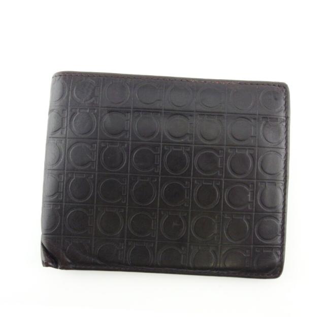 【BIGお買い物ラリー★30%OFFセール中】サルヴァトーレフェラガモ Salvatore Ferragamo 二つ折り財布ガンチーニ ブラウン ライトブラウン レディース 中古