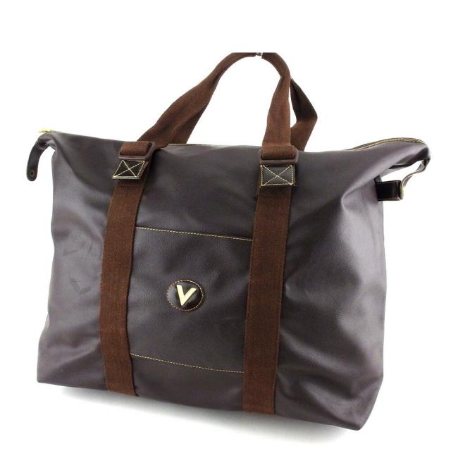 【BIGお買い物ラリー★30%OFFセール中】マリオ・ヴァレンティノ MARIO VALENTINO ボストンバッグVマーク ブラウン ゴールド レディース 中古