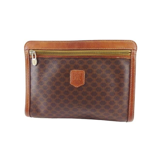 【BIGお買い物ラリー★30%OFFセール中】セリーヌ CELINE クラッチバッグマカダム ブラウン ベージュ レディース 中古