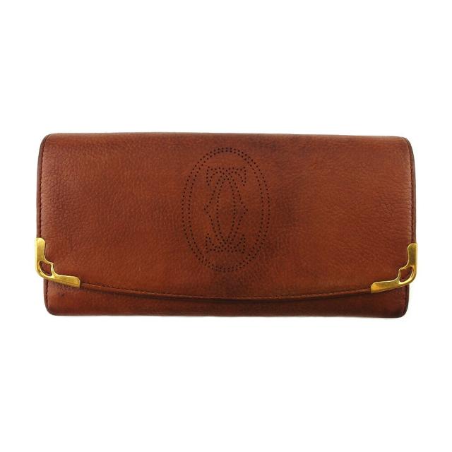 【BIGお買い物ラリー★30%OFFセール中】カルティエ CARTIER 長財布マルチェロ ブラウン ゴールド レディース 中古