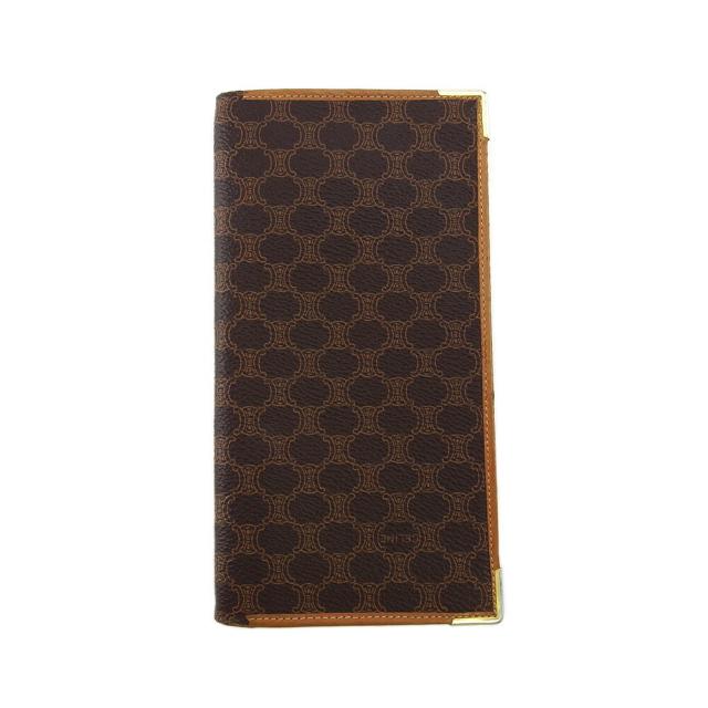 【BIGお買い物ラリー★30%OFFセール中】セリーヌ CELINE 札入れマカダム ブラウン ベージュ ゴールド レディース 中古