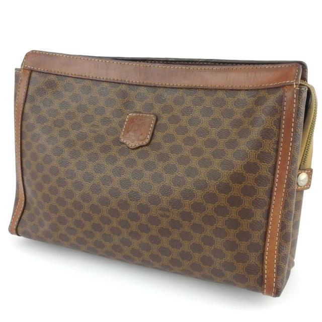 【X'masセール★30%OFF】セリーヌ CELINE クラッチバッグマカダム ブラウン ベージュ レディース 中古