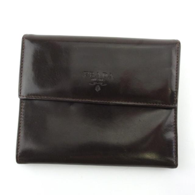 【BIGお買い物ラリー★30%OFFセール中】プラダ PRADA 三つ折り財布ロゴ ブラウン レディース 中古