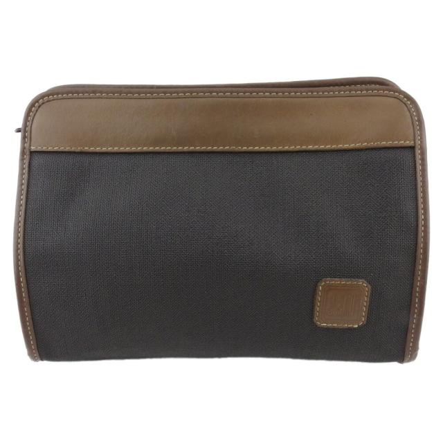 【BIGお買い物ラリー★30%OFFセール中】ダンヒル Dunhill クラッチバッグヘリンボーン ブラック ブラウン レディース 中古